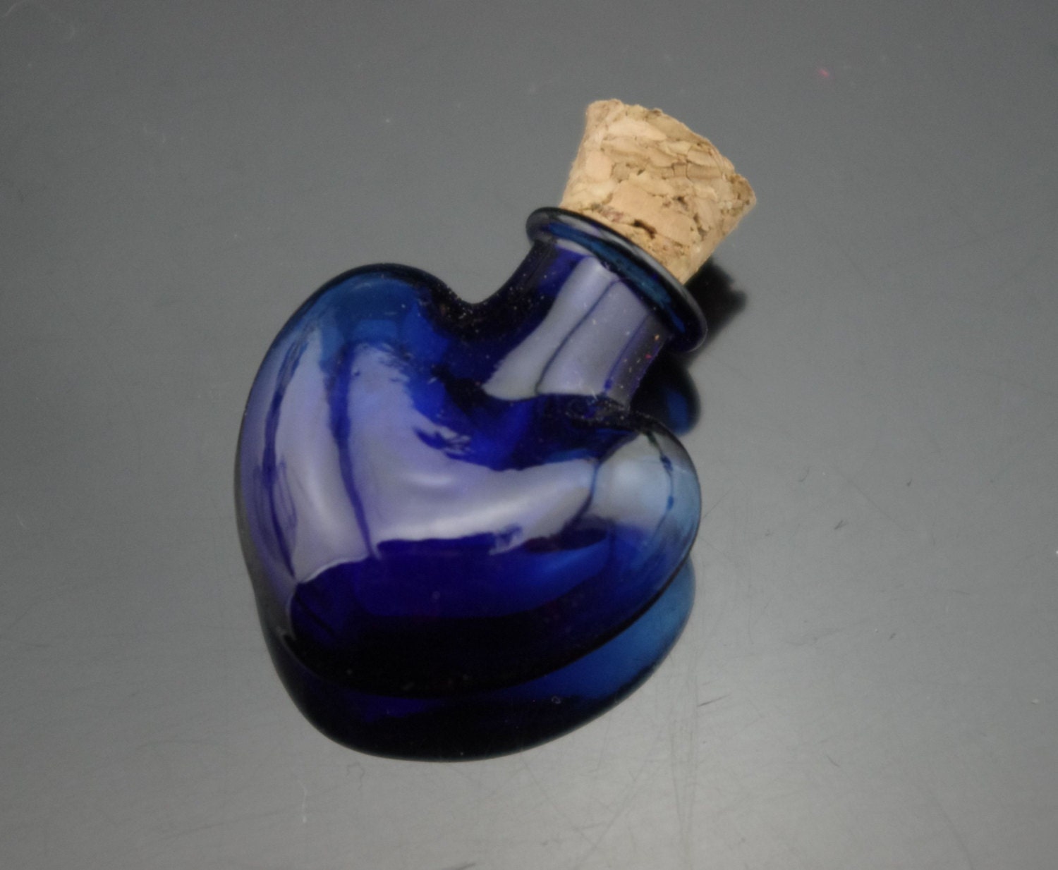 5pcs Heart Shaped Royal Blue Glass Bottle Set Vial Miniature | Etsy
