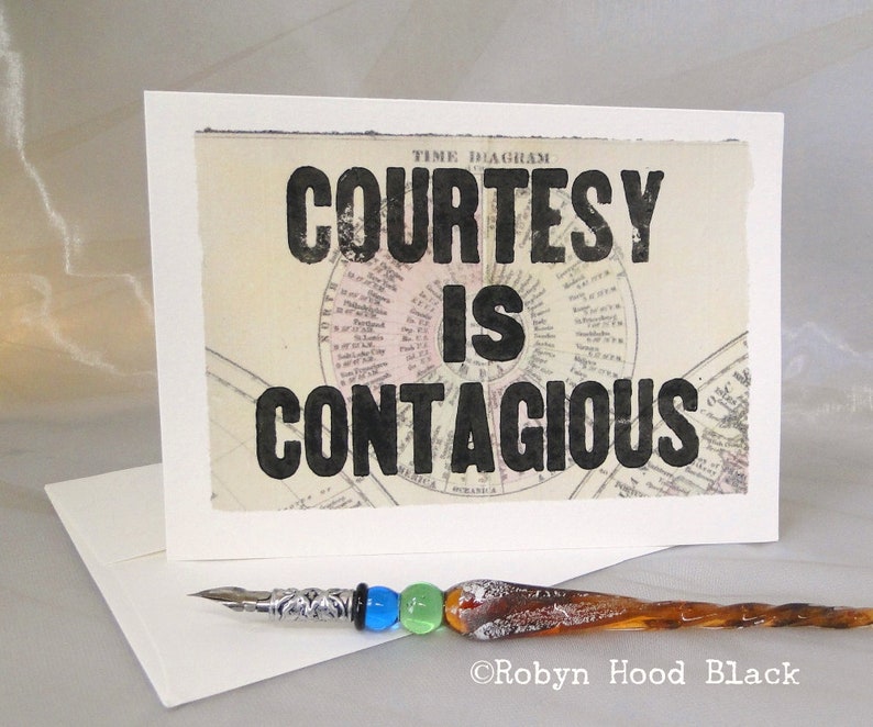 COURTESY IS CONTAGIOUS 5 X 7 Blank Card | Etsy
