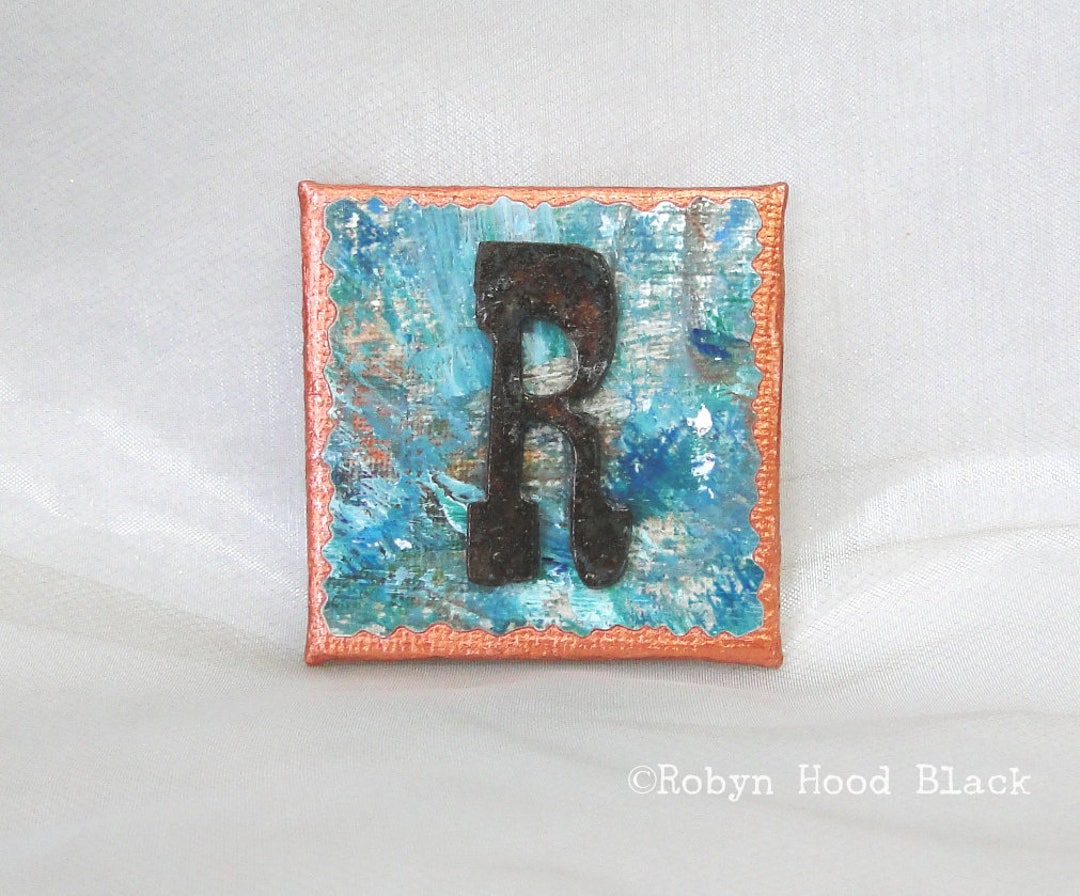 Rustic Letter R and Painted Verdigris Magnet 2 X 2 - Etsy