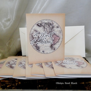 A World of Thanks Old Map Blank Thank You Cards - Pack of 8 - Etsy