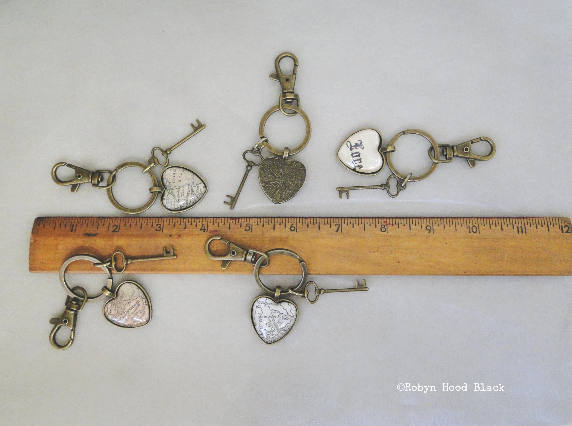 Vintage Edinburgh Scotland Map Image Keychain With Heart Cab | Etsy