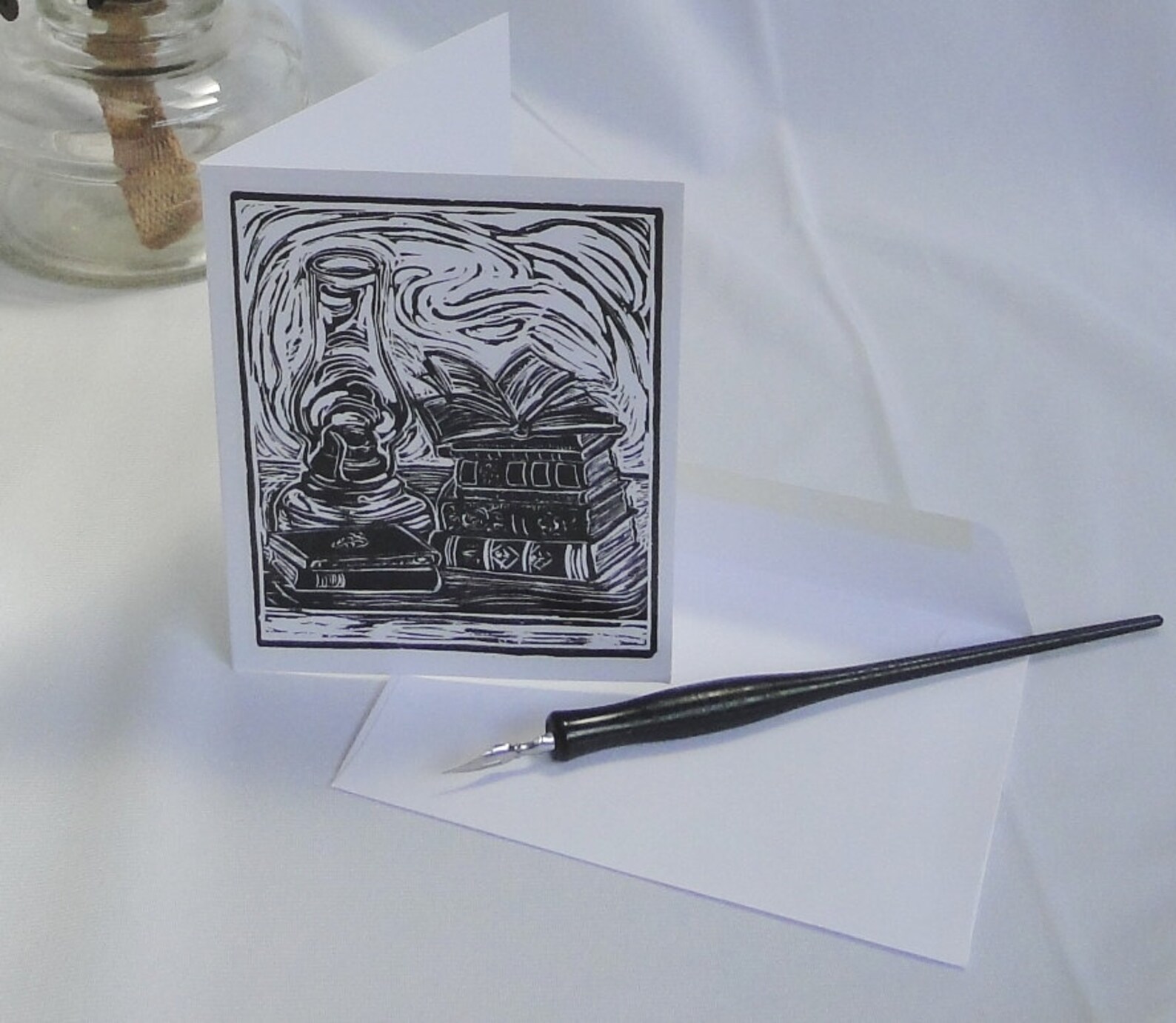 Vintage Oil Lamp With Books Note Cards - Package of 8 - Etsy