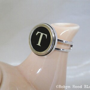 Typewriter Key Vintage Letter T Ring With Shiny Band - Etsy