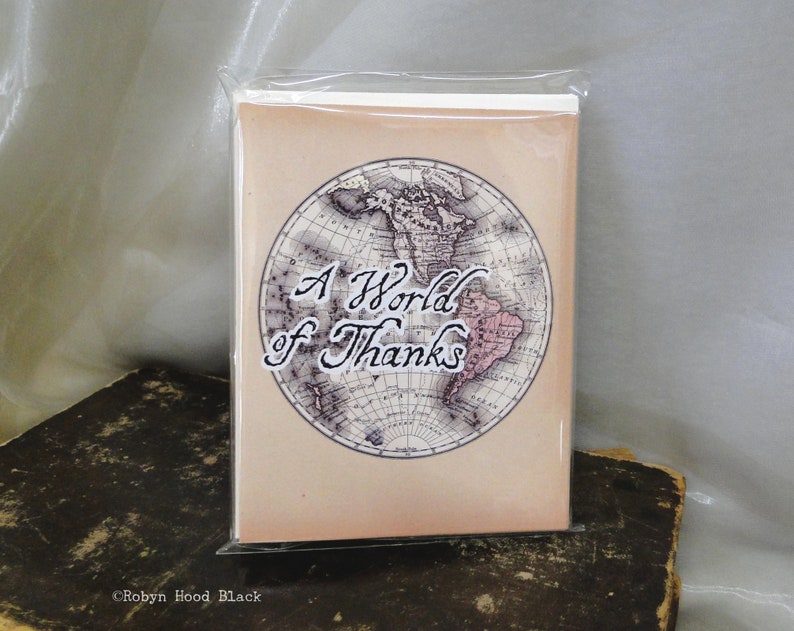 A World of Thanks Old Map Blank Thank You Cards Pack of 8 | Etsy