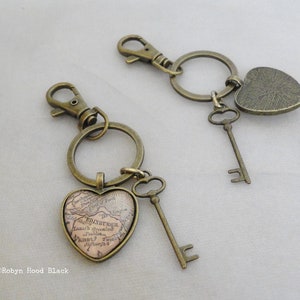 Vintage Edinburgh Scotland Map Image Keychain With Heart Cab and Key ...