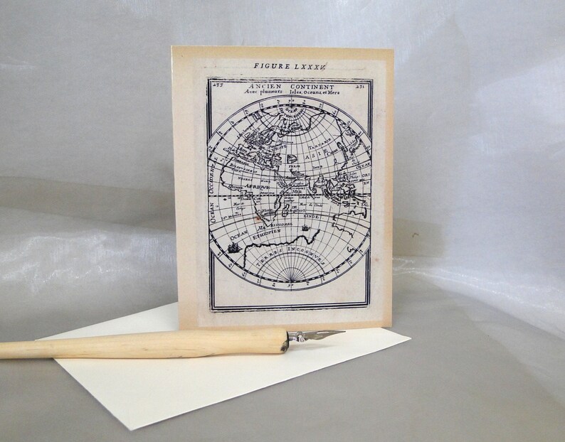 Antique Map Note Cards Ancien Continent 1600s Pack of 8 | Etsy