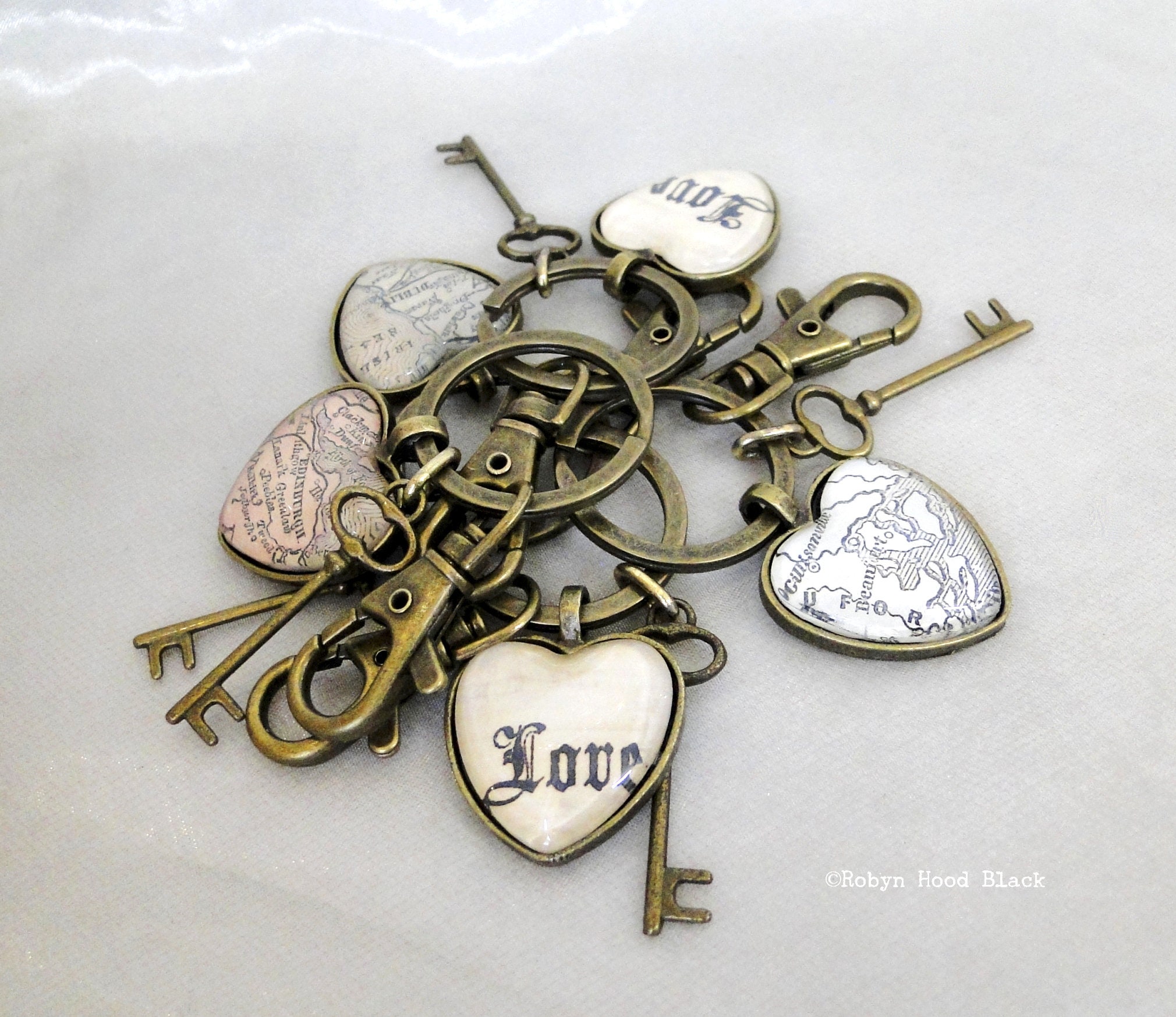 Vintage Edinburgh Scotland Map Image Keychain With Heart Cab | Etsy