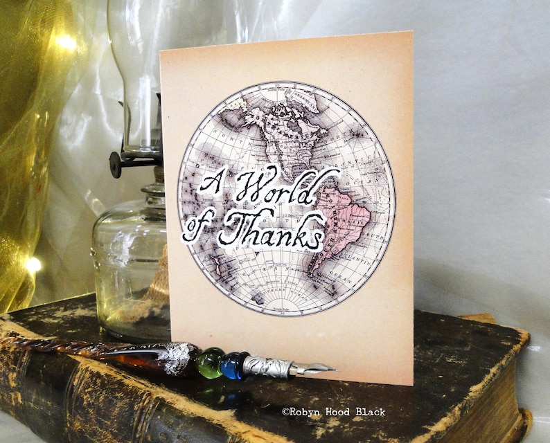A World of Thanks Old Map Blank Thank You Cards - Pack of 8 - Etsy