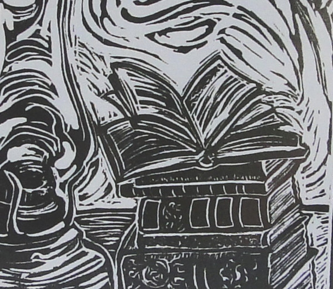 Vintage Oil Lamp With Books Note Cards - Package of 8 - Etsy