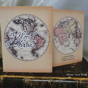 A World of Thanks Old Map Blank Thank You Cards - Pack of 8 - Etsy