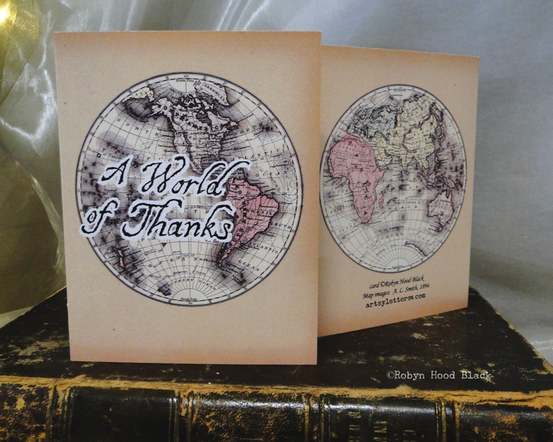 A World of Thanks Old Map Blank Thank You Cards - Pack of 8 - Etsy