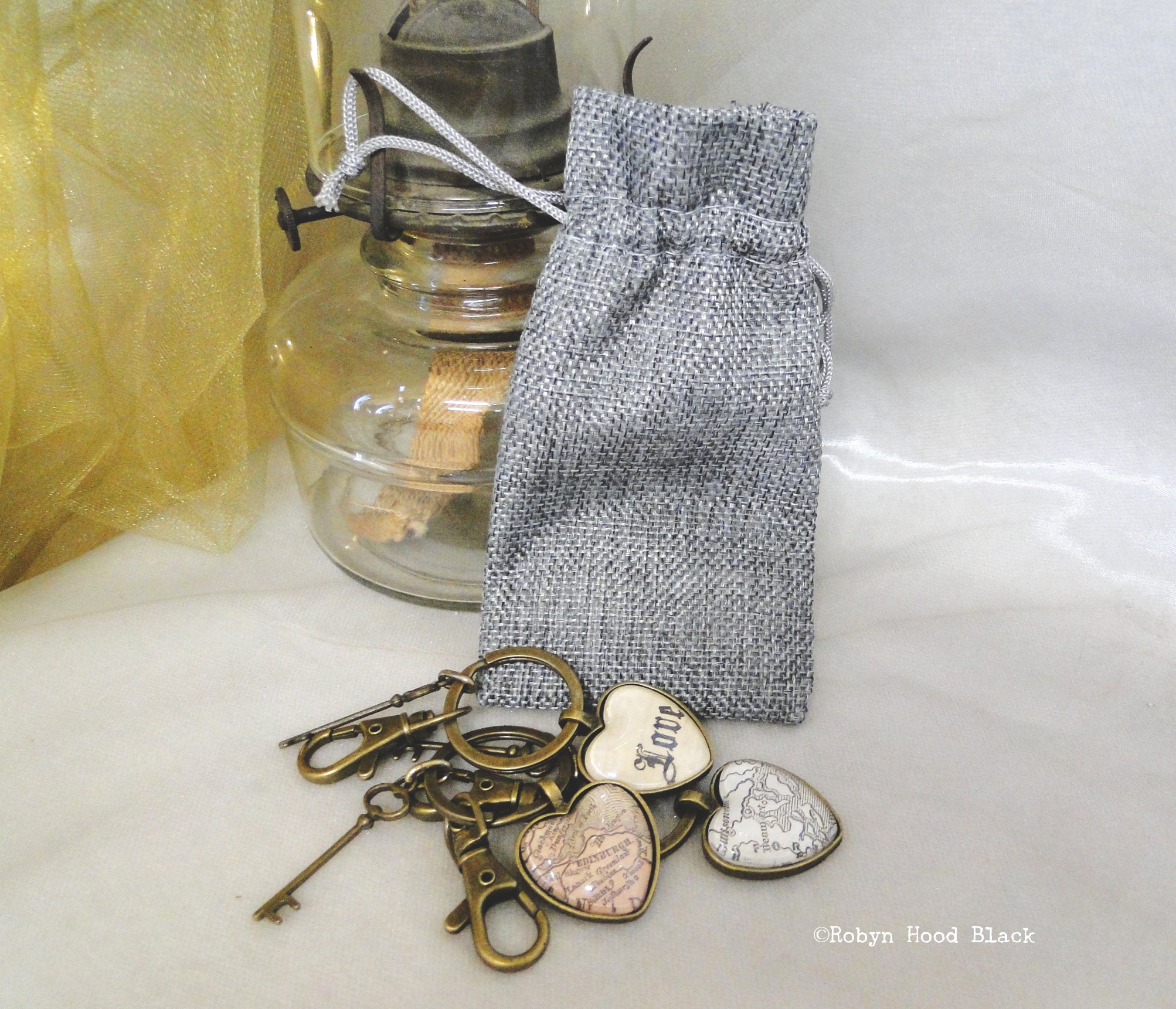 Vintage Edinburgh Scotland Map Image Keychain With Heart Cab | Etsy