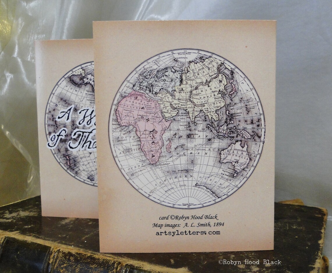 A World of Thanks Old Map Blank Thank You Cards - Pack of 8 - Etsy