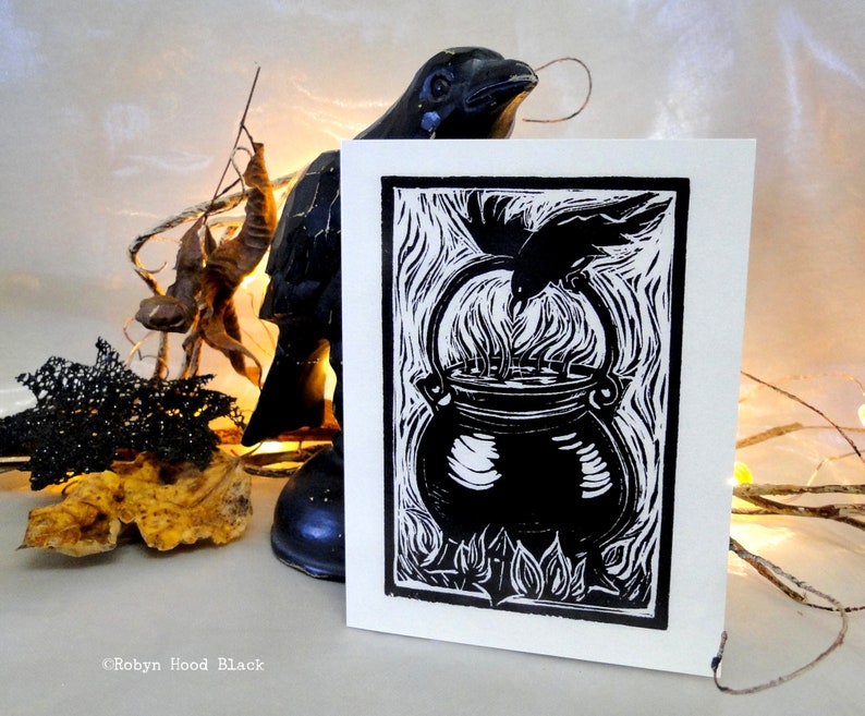 Raven and Cauldron Note Cards Package of 8 - Etsy