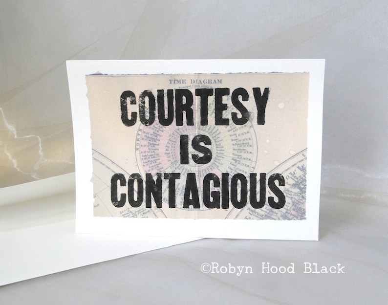 COURTESY IS CONTAGIOUS 5 X 7 Blank Card | Etsy