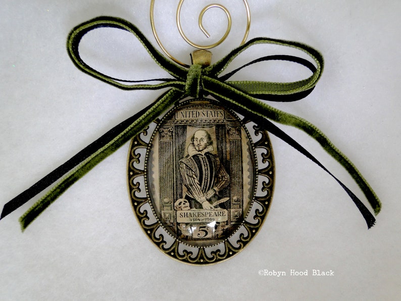 Shakespeare Vintage Stamp Ornament With Vintage Ribbon - Etsy