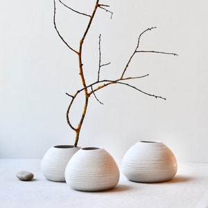 Small Handmade Ceramic Flower Vase: Matte White Textured Stoneware ...