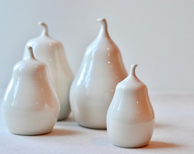 Glossy White Pear Sculptures in Different Sizes Ceramic - Etsy