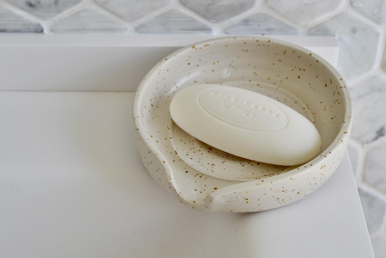 Handmade Ceramic Soap Dish: Self-draining Speckled Stoneware - Etsy ...