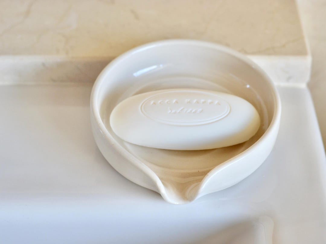 Roman Soap Dish, Self Draining Soap Dish, Ceramic Soap Dish, Sponge ...