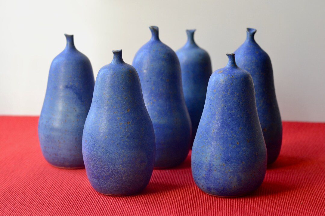 Blue Ceramic Pear: Handmade Pottery Figurine, Nordic Decor - Etsy