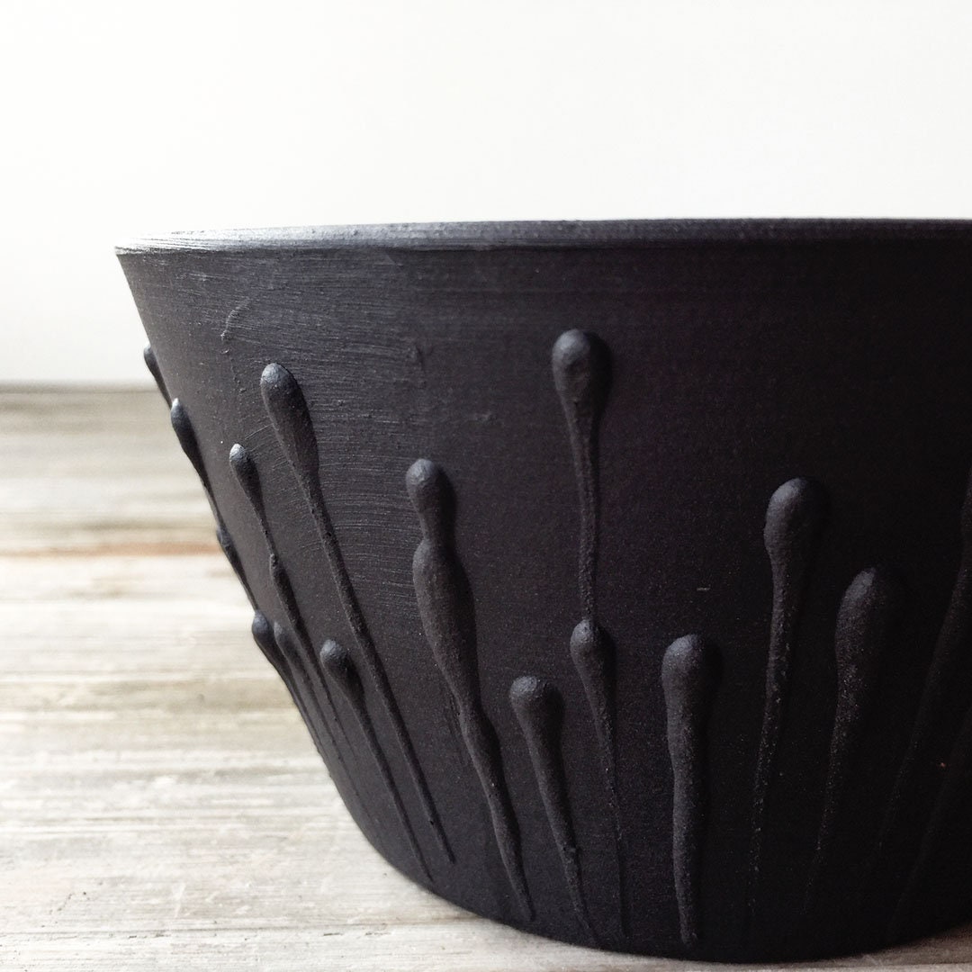 Black Porcelain drip decoration bowl handmade | Etsy