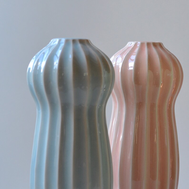 Porcelain Flower Vase Pastel Ceramic Textured Vases - Etsy