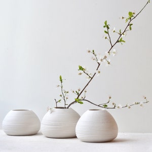 Small Handmade Ceramic Flower Vase: Matte White Textured Stoneware ...