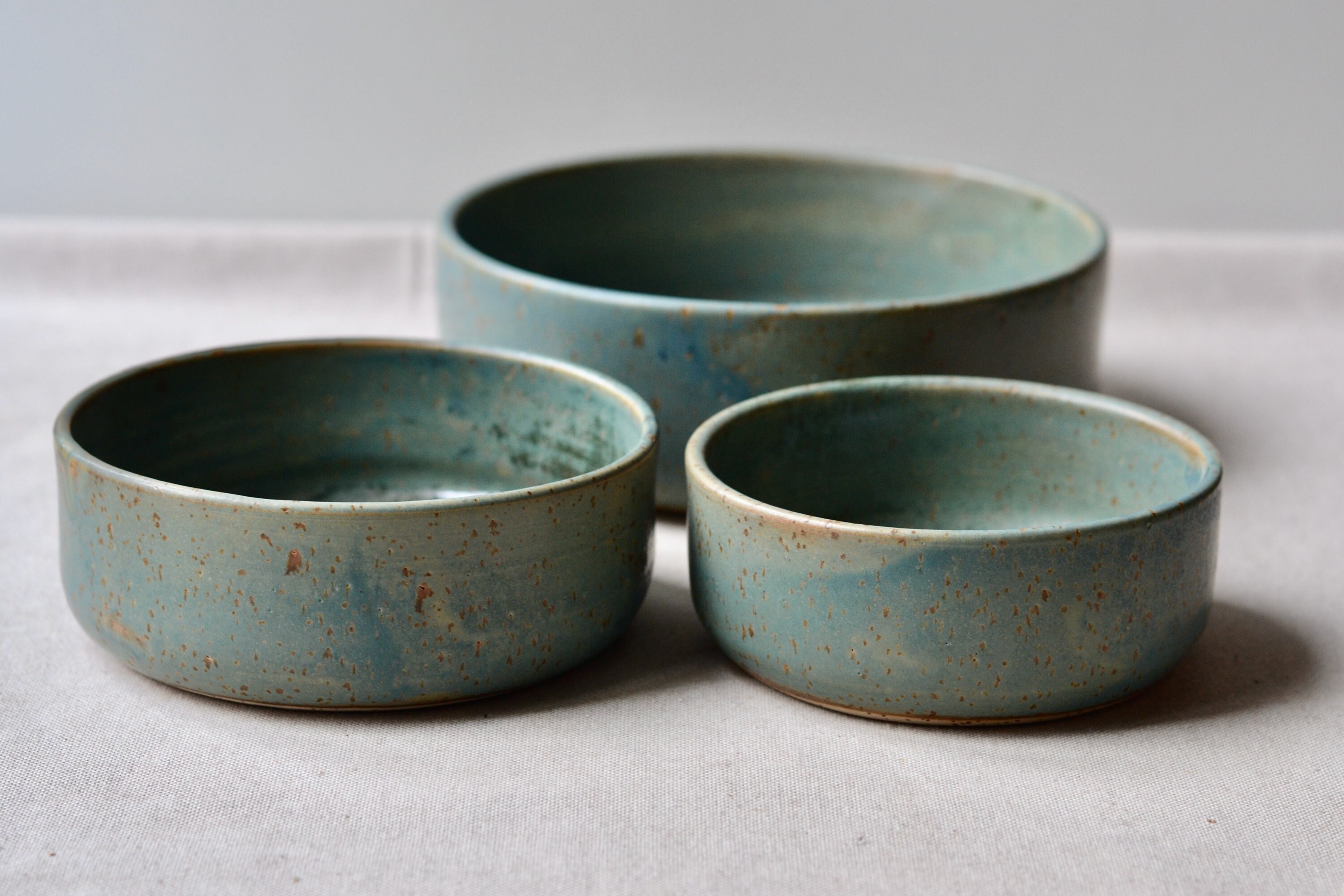 Unique Functional Pottery Mottled Blue Green Brown 2-piece Ceramic ...