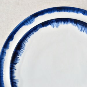 Blue and White Porcelain Plates, Blue Rim Plates, Nordic Dinnerware ...