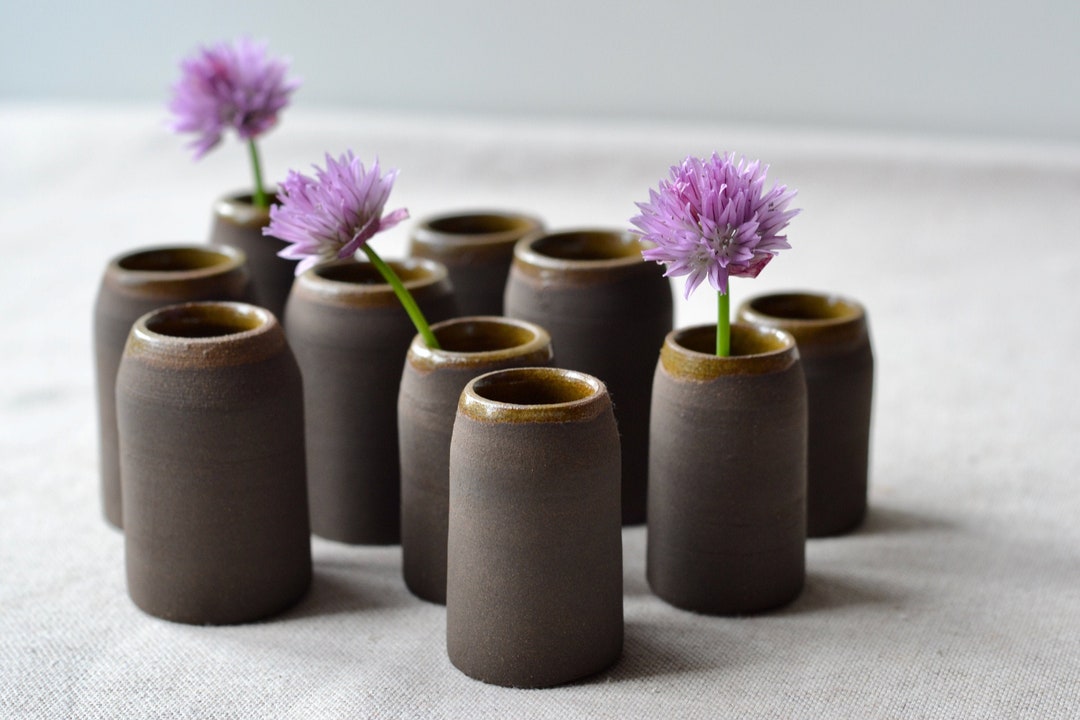 Brown Ceramic Vase, Brown Pottery Vase, Cute Bud Vase, Minimalist ...