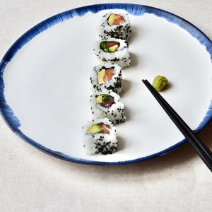 Blue and White Porcelain Plates, Blue Rim Plates, Nordic Dinnerware ...