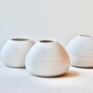 Small Handmade Ceramic Flower Vase: Matte White Textured Stoneware ...