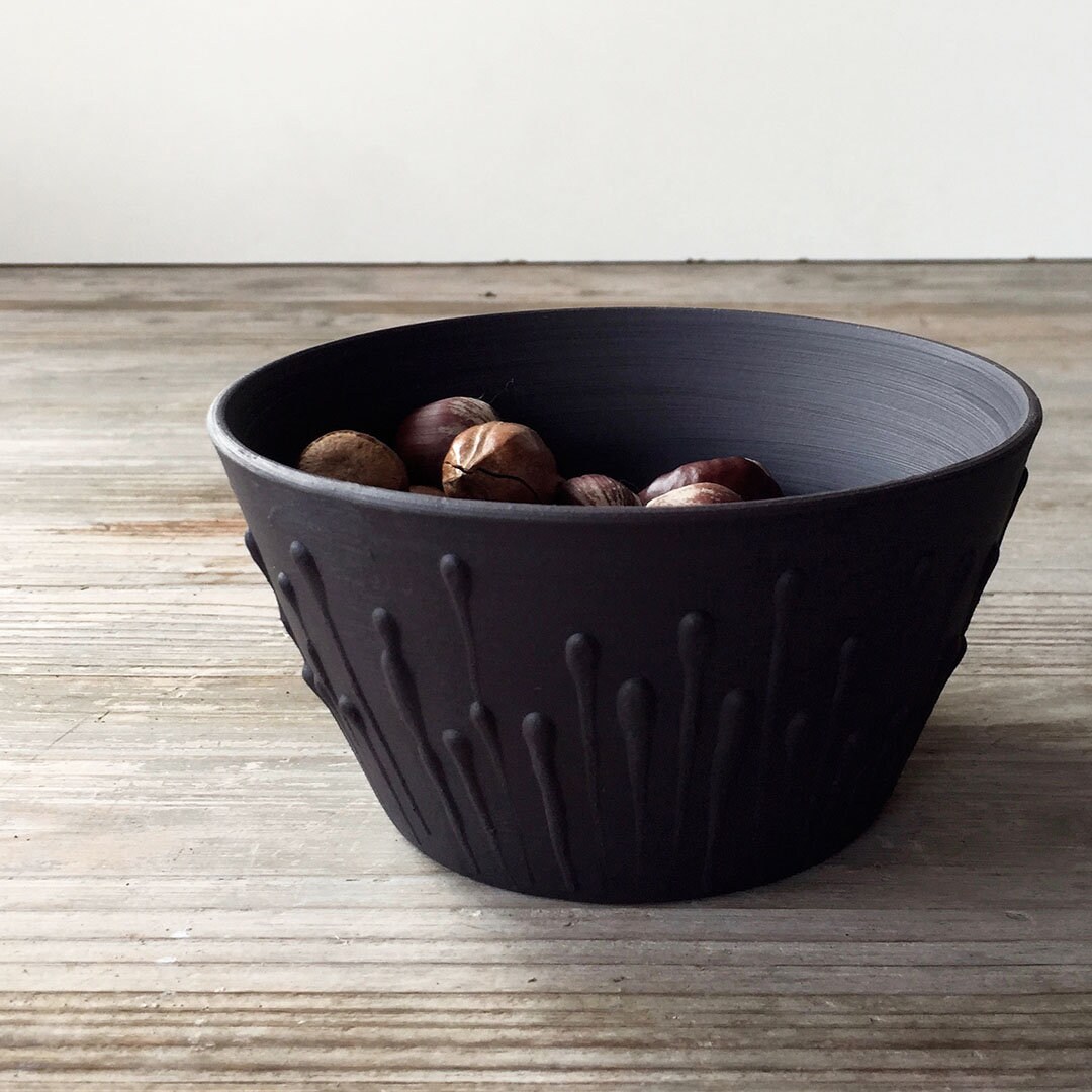 Black Porcelain drip decoration bowl handmade | Etsy