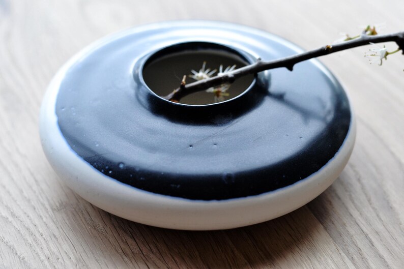 Handmade Ceramic Vase: Low Flat Vase, Japandi Home Decor - Etsy