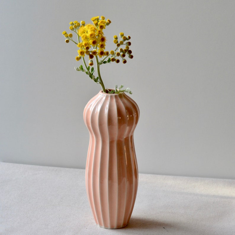 Porcelain Flower Vase Pastel Ceramic Textured Vases | Etsy