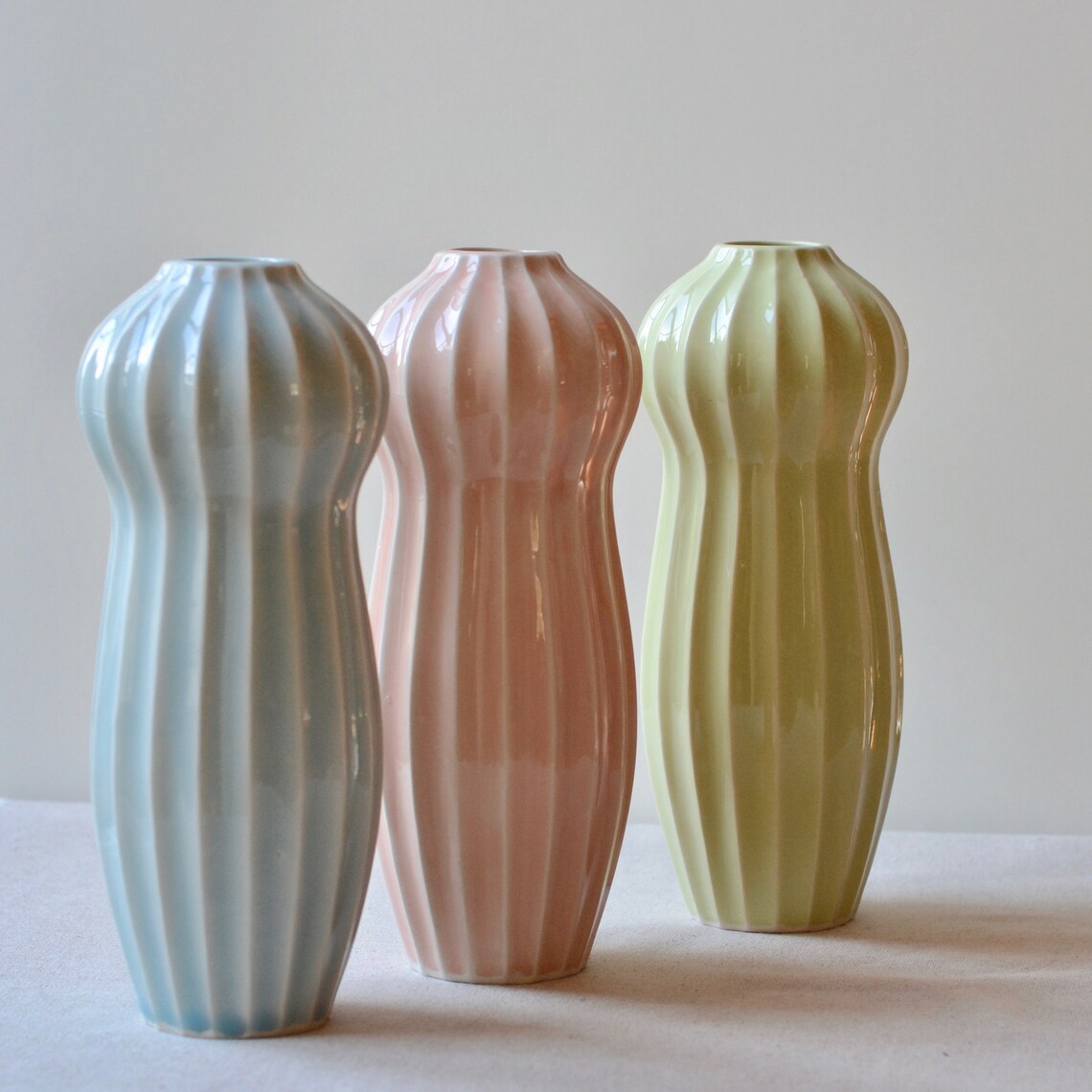 Porcelain Flower Vase Pastel Ceramic Textured Vases - Etsy