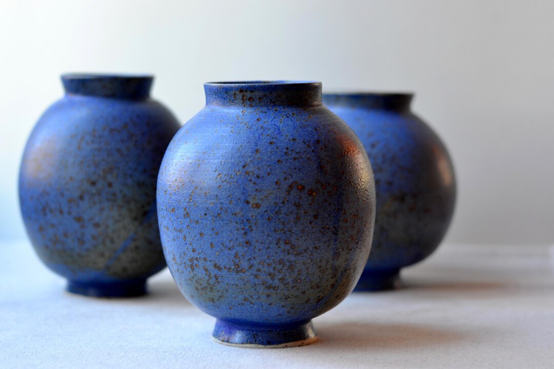 Mottled Blue Moon Jar Vase, Korean Vase, Decorative Vase, Ceramic Vase ...