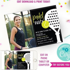 Padel Party Invitation for Adults Paddle Birthday Invite Teen ...