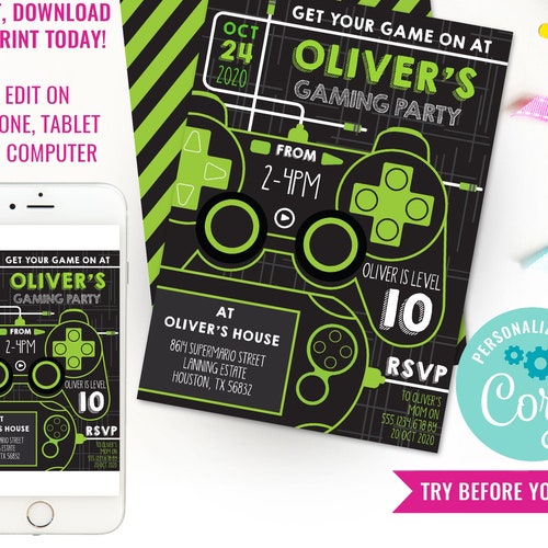 Video Game Invitation Digital File: gamer - Etsy
