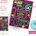 Neon Sleepover Invitation Tween Girls Sleep Over Party Slumber Party ...