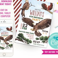Eagle Birthday Party Invite Editable Template Wild Phone Digital E ...