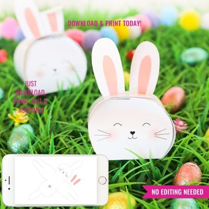 Easter Bunny Box Template SVG - Gift Box SVG - White Easter Party Favor ...