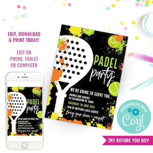 Padel Party Invitation Paddle Birthday Party Invite Tween Padel Party ...