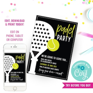 Padel Party Invitation for Adults Paddle Birthday Invite Teen ...