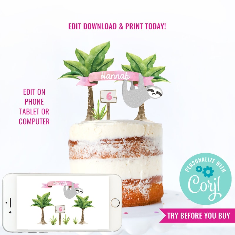 Sloth Cake Topper Birthday - Etsy