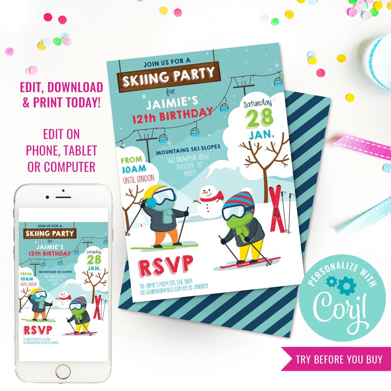 Ski Invitations - Etsy