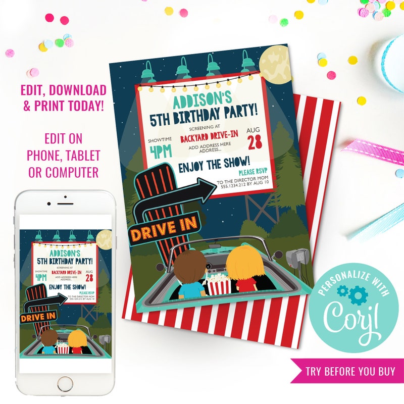 Drive in Invitation - Etsy