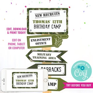 Army Camo Party Directional Sign Army Party Printable Welcome Sign ...