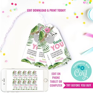 Sloth Party Favor Tags Girls Sloth Favors Sloth Birthday - Etsy